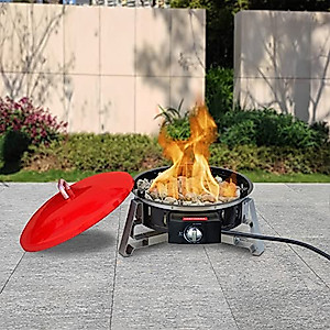 CRAFTSMAN 23" Gas Fire Pit Bowl with Locking lid & Pumice Stones Portable for car Camping, RVing, Tailgating, Backyard Patio fire Pit