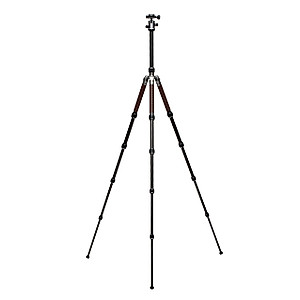 MeFoto RoadTrip Classic CF Leather Edition Lightweight 61.6" Carbon Fiber Tripod/Monopod, w/Case, Twist Locks, Dual Action Ballhead w/Arca Swiss Plate - Titanium (C1350Q1TL)