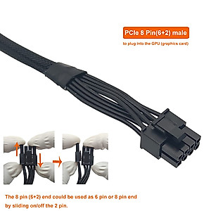 YEZriler (2-Pack) 8 Pin PCIe Cable for Corsair PSUs, ATX CPU 8 Pin Male to PCIe 8 Pin (6+2) Male Power Adapter Sleeved 25-inch (63cm)