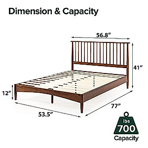 ZINUS Linda Mid Century Wood Platform Bed Frame / Solid Wood Foundation / Wood Slat Support / No Box Spring Needed / Easy Assembly, Full