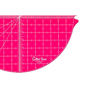The Quilted Bear Rotating Cutting Mat - Circular 14" x 14" Self Healing 360° Rotating Craft Cutting Mat with Innovative Locking Mechanism for Quilting, Sewing, Dressmaking & Crafts (Pink)