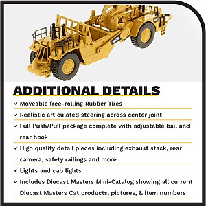 Diecast Masters 1:125 Caterpillar 657G Wheel Tractor Scraper, Elite Series Cat Truck | Scale Model Diecast Collectible Construction Trucks | Caterpillar Truck, Diecast Masters Model 85542