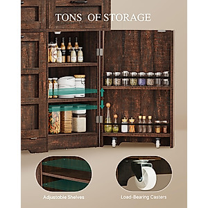 YITAHOME Trash Can Cabinet with Drawers, Tilit-Out Hidden Garbage Bin Cabinet Kitchen Island with Drawers, Shelves, Self-Standing Laundry Hamper, Recycling Cabinet with Drawer, Storage Rack Brown Oak