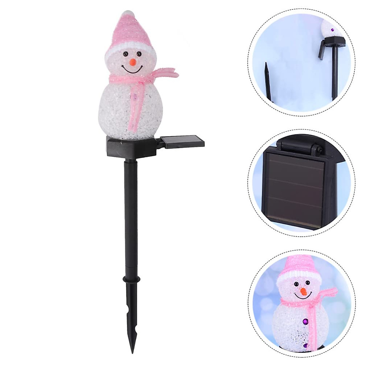 NUOBESTY 1pc Christmas Solar Christmas Night Light Christmas Pathway Markers Snowman Landscape Light Exterior Solar Powered Lights Creative Lawn Light Outdoor Ground Plug