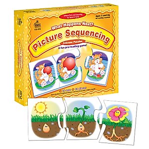 Carson Dellosa What Happens Next? Pre-Reading Puzzle Game Set, Colorful 3-Scene Picture Sequencing Phonics Game With 14 3-Scene Puzzles, Ages 4+ (42 pc)