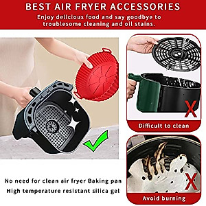 UOUYOO Air Fryer Silicone Liners,2 pack Air Fryer Silicone Pot Fits 3QT 4QT 5QT Air Fryer,Reusable Non Stick Air fryers Basket Oven Accessories, Replacement of Flammable Parchment Liner Paper