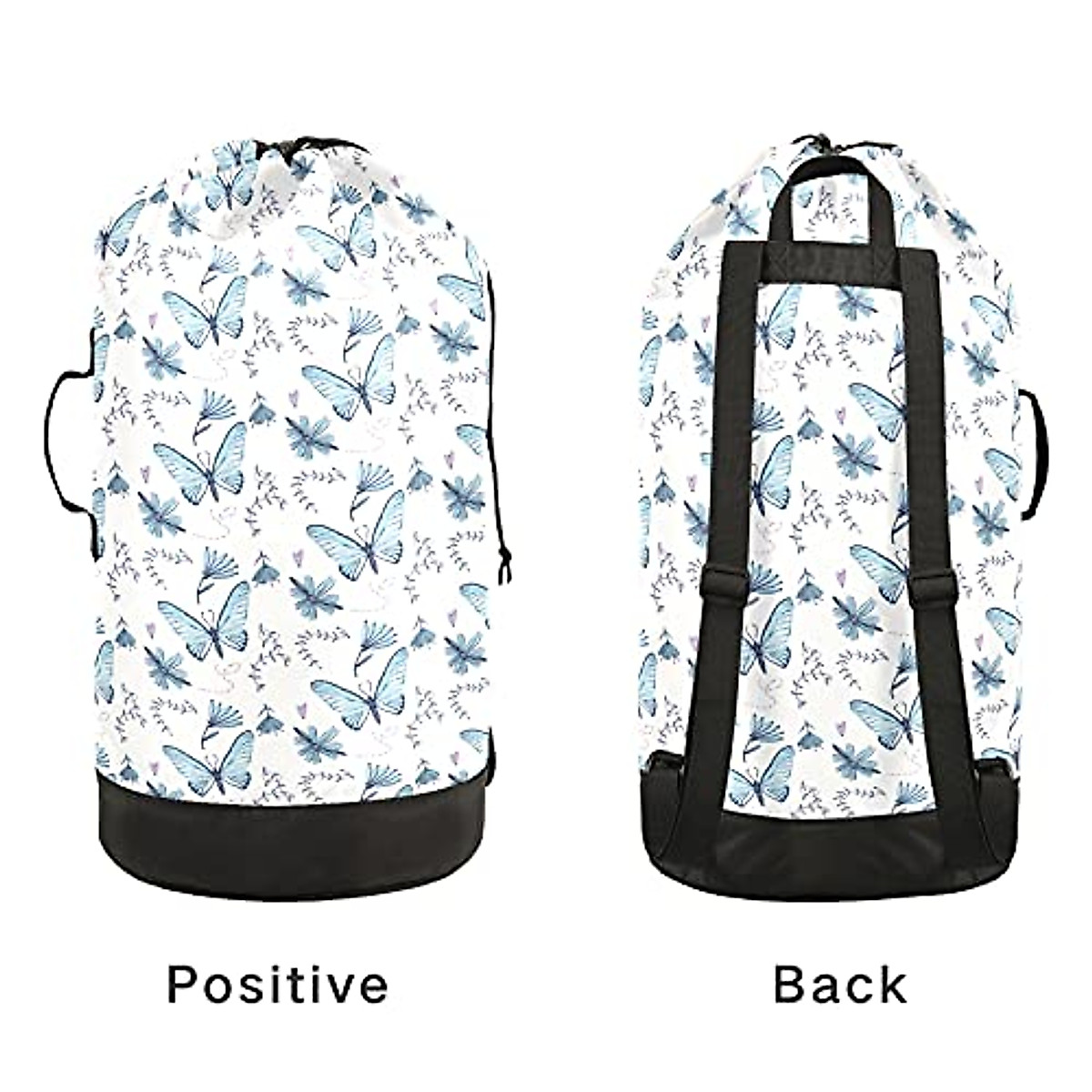 JUMBEAR Butterfly Laundry Backpack with Shoulder Straps Multifunctional Clothes Hamper Laundry Bag with Drawstring Closure for College, Travel, Laundromat, Apartment