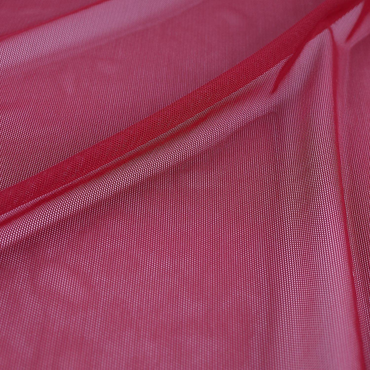 Superfine 4-Way Stretch Net Fabric Nylon Spandex Power Mesh, Pre-Cut 5 Yards Long 60" Wide, Lightweight Sheer (Wine Red)
