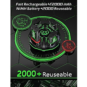 Rechargeable Battery Pack for Xbox One Controller, 4 x 2000mAh Xbox One Rechargeable Battery Pack Charger, Compatible with Xbox One/S/X/Elite/Series X|S Controllers
