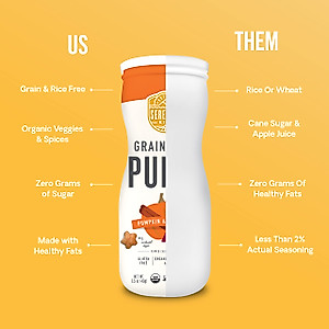 Serenity Kids 6+ Months Grain Free Puffs Toddler & Baby Snack | No Added Sugar, Gluten & Rice Free, Allergen Free | Made with Organic Cassava, Veggies, and Herbs | Pumpkin & Cinnamon | 6 Count