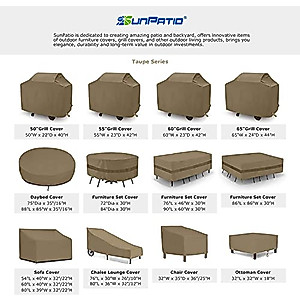 SunPatio Gas Grill Cover 48 Inch, Heavy Duty Waterproof Outdoor Barbecue Cover with Sealed Seam, FadeStop Material, All Weather Resistant Compatible for Weber CharBroil Nexgrill Grills and More, Taupe
