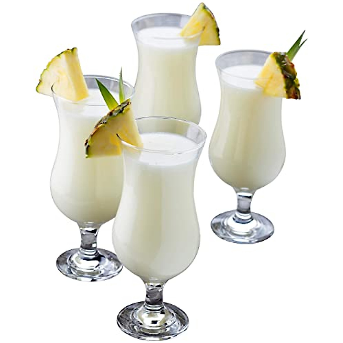 Epure Venezia Collection 4 Piece Hurricane Glass Set - Perfect for Drinking Pina Coladas, Cocktails, Full-Bodied Beer, Juice, and Water (Pina Colada (15.5 oz))