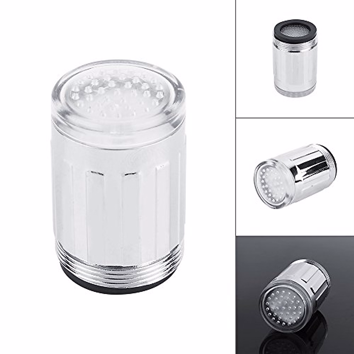 Acouto 3 Color LED Light Changing Glow Temperature Sensor Shower Stream Water Faucet Tap for Kitchen Temperature Control LED Light Water Faucet Tap