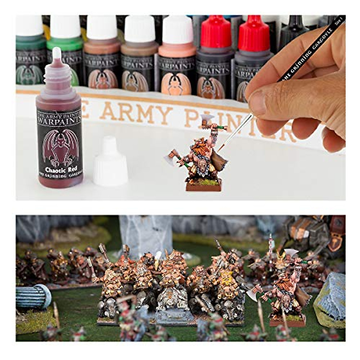 Grinning Gargoyle Fantasy Paint Set - The Army Painter Paints for Roleplaying Tabletop Figure - 20x Acrylic Paints and a Paint Brush - Unique Warpaints for Miniature Model Hobby Painting (Starter)