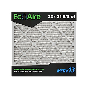 Eco-Aire 20x21 5/8x1 MERV 13, Pleated Air Filter, 20 x 21 5/8 x 1, Box of 6, Made in The USA