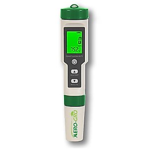 AERO-GRO Digital 5-in-1 Meter: 5 Functions: pH, TDS, EC, Salinity%, Salinity ppm, and Temp, IP67 Waterproof, Pen-Type Tester for Hydroponics, Water, Wine, Spas, Aquariums