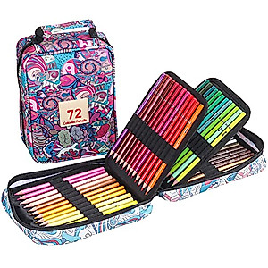 EUBUY 72 Colored Pencils Set, Oil-based Colored Pencils for Kids Adults Artists Beginners, Portable Wooden Oil Colored Pencils Set with Carry Bag for Drawing, Sketching, Coloring Books, Arts Supplies