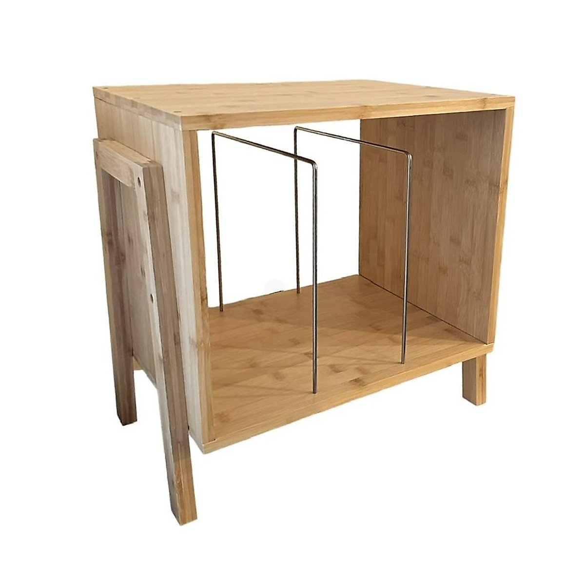 Turnable Stand with Record Storage - Stackable Bamboo Record Player Stand with Storage for 12" Vinyl Albums Turntable Cabinet Nightstand - Living Room Bedroom Sofa Couch Bed Side Night Stand