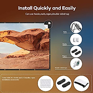 OWLENZ 150" Projector Screen for Outdoor Movies Portable Foldable Anti Crease 16:9 4K HD Projection Video Film Screen for Home Theater Indoor Support Front Rear Projection