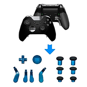 E-MODS GAMING 12 in 1 - Metal Mod 6 Swap Thumbsticks Joysticks, 4 Paddles & 2 Dpads with Open Tool for Xbox One Elite Controller -Model 1698(Blue)