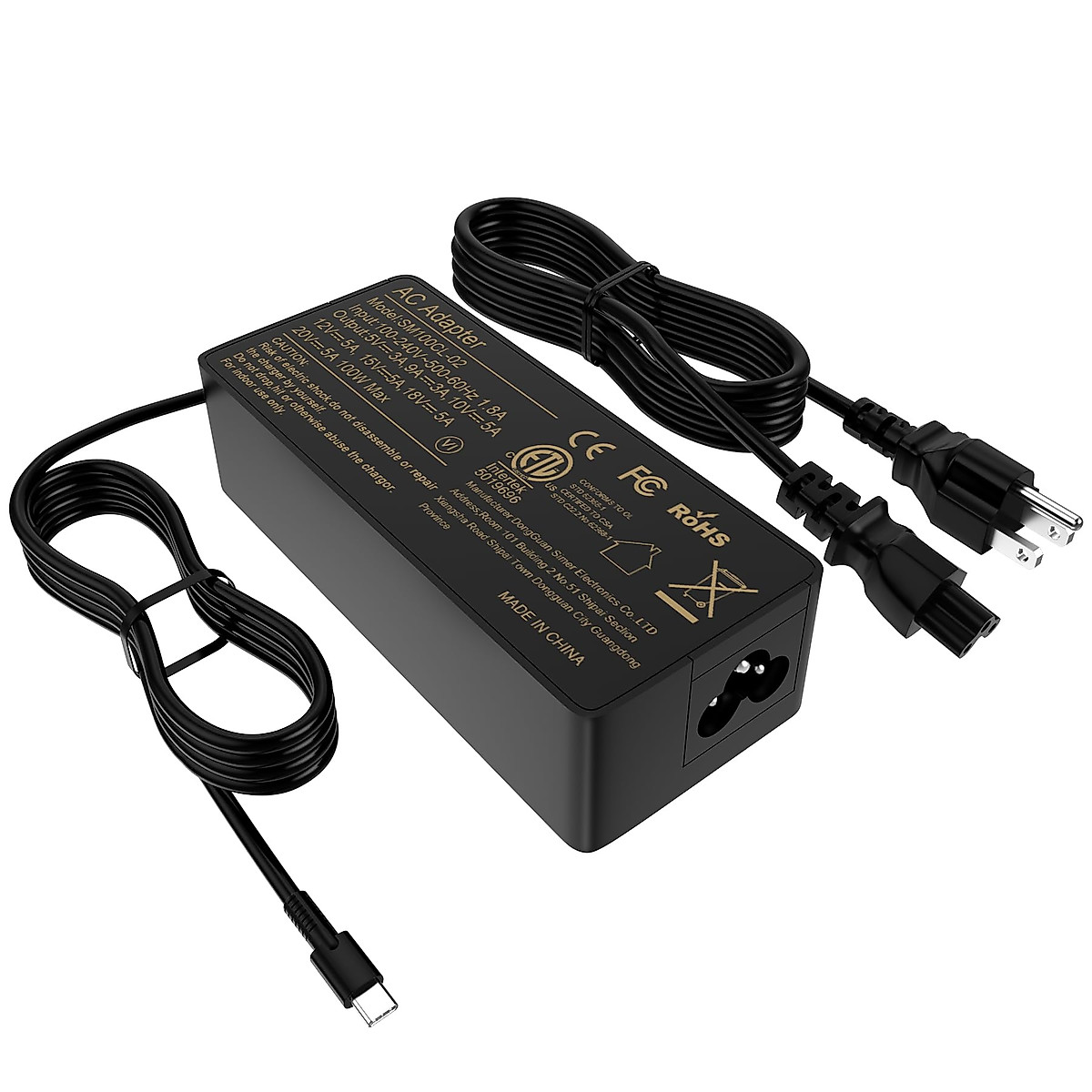 USB C Laptop Charger 100w for Chromebook Charger, Lenovo Thinkpad E495 E590 E595 X1 Carbon 5th 6th Gen Yoga 370 X280 X390 X395 910 920 T14 T480 P/N: 01FR024 ADLX65YCC3D