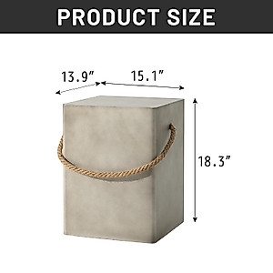 Koncemel Outdoor Side Table,Rectangular MgO End Table,Accent Coffee Table for Outdoor,Balcony,Living Room