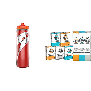 Gatorade Insulated Squeeze Bottle, Royal Blue, 30oz+Gatorade G Zero Powder, Glacier Cherry Variety Pack, 0.10oz Packets (50 Pack)