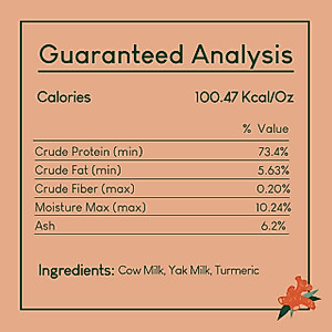 Yak9 Cheese Dog Chews, High Protein Dog Treats, Natural, Rawhide Free, Long Lasting Dog Chews With Vitamins & Minerals for Joint Support, Dog Treats for Large Breeds Under 125 Lbs, Turmeric, 1 pc