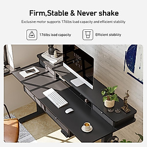 FEZIBO Sturdy Height Adjustable Electric Standing Desk with Drawers, 48 x 24 Inch Stand Up Table with Large Storage Shelf, Sit Stand Desk, Black Top