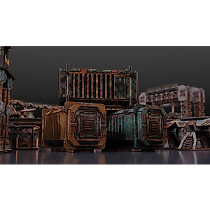 TinkerTurf Sci-Fi Terrain: Cargo Containers 6 Add-On, 3 Containers Included, Neutral Theme, Modeular Design, Easy Storage, Virtually Limitless Setups