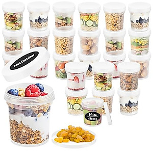 LEAWALK Plastic Deli Containers with Lids 16oz 48PACK,Freezer Food Storage Containers, Slime, Soup, Meal Prep Containers, BPA- Free,Stackable, Leakproof, Microwave,Dishwasher,Freezer Safe