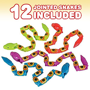 ArtCreativity Jointed Snake Toys Set of 12-15 Inch Long Plastic Snakes with Joining Pieces - Great Party Favor - Fidget Toy for Kids, Gift Idea for Boys and Girls, Carnival Prize - Sensory Toy