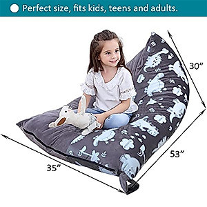 Stuffed Animal Storage Bean Bag Chair Stuffable Bean Bag Cover(No filler included) - Stuffed Animal Bean Bag Storage for Kids & Teans Super Soft and Comfortable Bean Bag Stuffed Animal Storage Extra Large -Dinosaur style