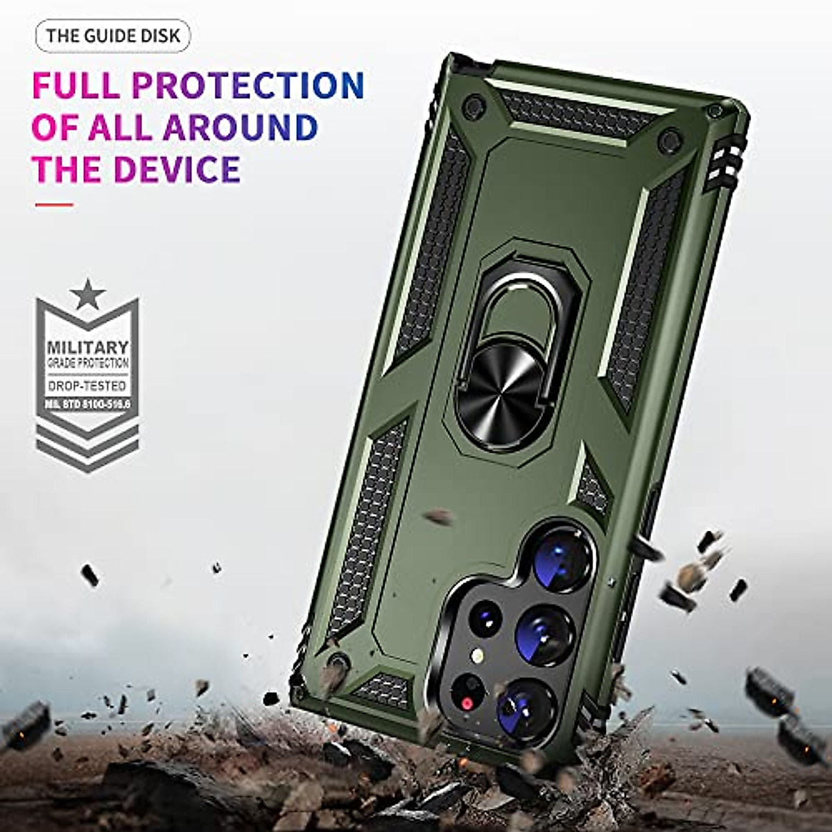 Korecase for Samsung Galaxy S9 Plus Case, Extreme Protection Military Armor Dual Layer Protective Ring Kickstand Olive Green