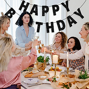 110 PCS DIY Letter Banner Customizable Banner Kit, Glitter Banner Kit Including 107 Letters and Numbers 1 Rope and 2 Threading Device for Graduation Wedding Party Baby Shower Birthday(Black)