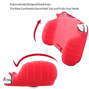 YoRHa Handle Grip Soft Silicone Rubber Protective Cover Case (Red) x 1 for Nintendo Switch Lite [9.2019 Slim Model]
