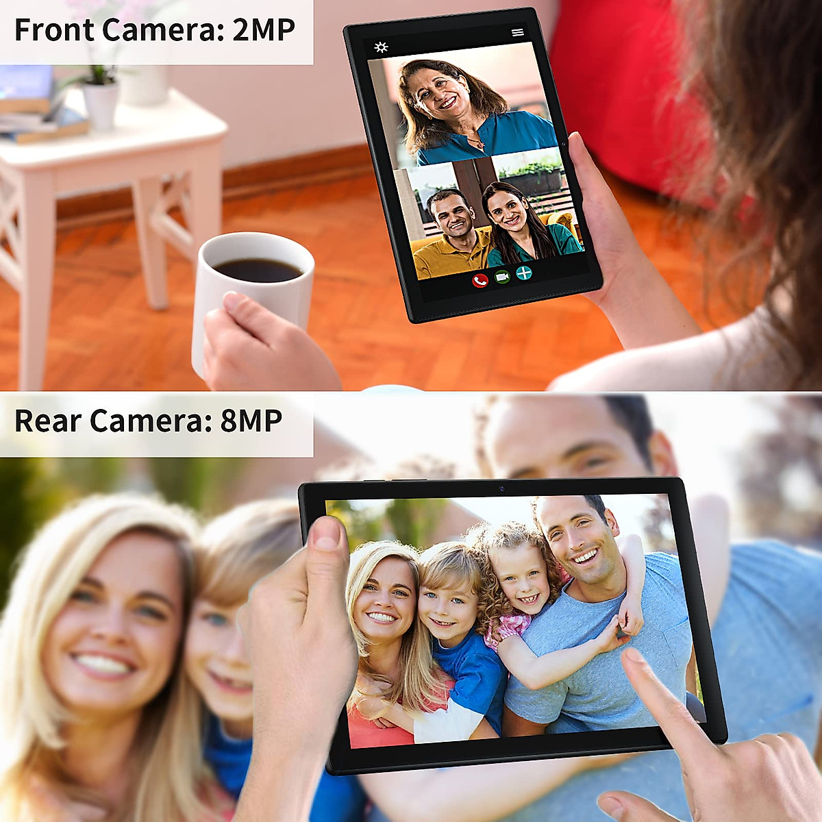 TPZ Tablet 10 Inch Android Tablet, 2023 Latest Quad-Core 32GB Storage Tablet Computer, 6000mAh Battery, Dual 8MP+2MP Camera, WiFi, Bluetooth, GPS, 128GB Expand Support, HD Large Touchscreen-Black