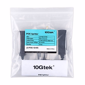 10Gtek POE Splitter Cable 100Mb/s 155Mb/s, 802.3AT/AF, 48V to 12V (PSE chip Inside), 100 Meters Link (2-Pack)