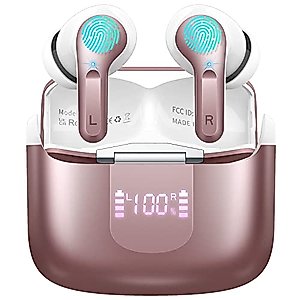 Wireless Earbud, Bluetooth Headphones 5.3 Stereo Bass Earphones 2023 Noise Cancelling Ear Buds 40H Dual Mic Call, in-Ear USB-C LED Display IP7 Waterproof Sport Headset for Android iOS