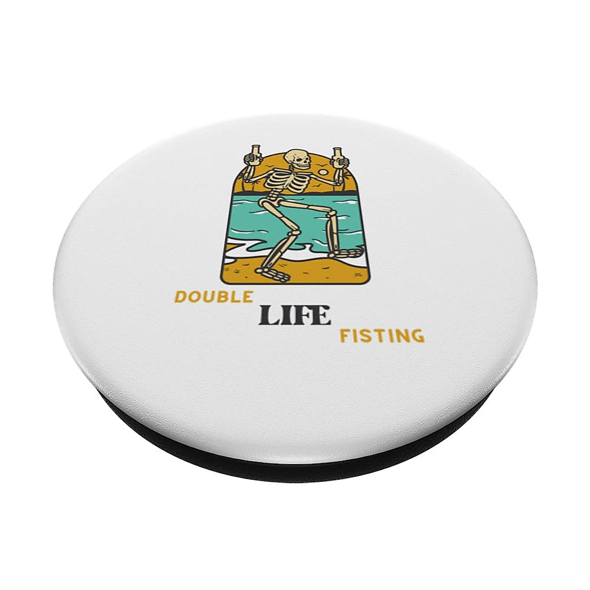 Funny Double Fisting Life with Skeleton Alcohol Summer Fun PopSockets Swappable PopGrip