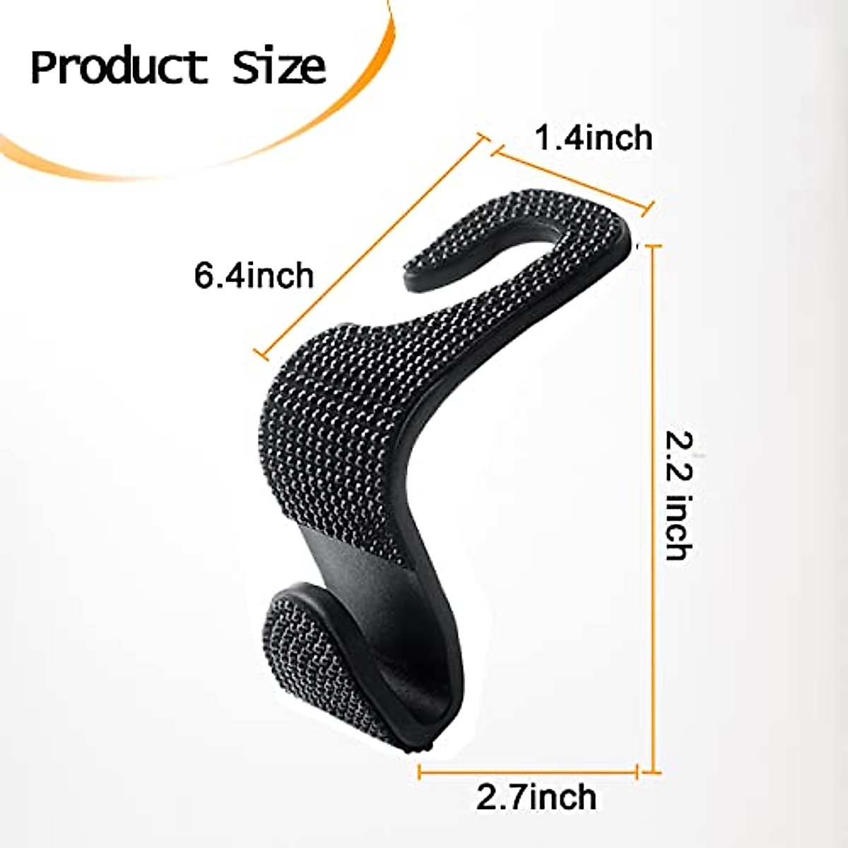 QODOLSI 2 PCS Bling Car Back Seat Headrest Hook, Crystal Back Seat Hanger Storage Organizer, Car Purse Bag Holder, Bling Rhinestone Car Interior Accessories for Women and Men (Black)