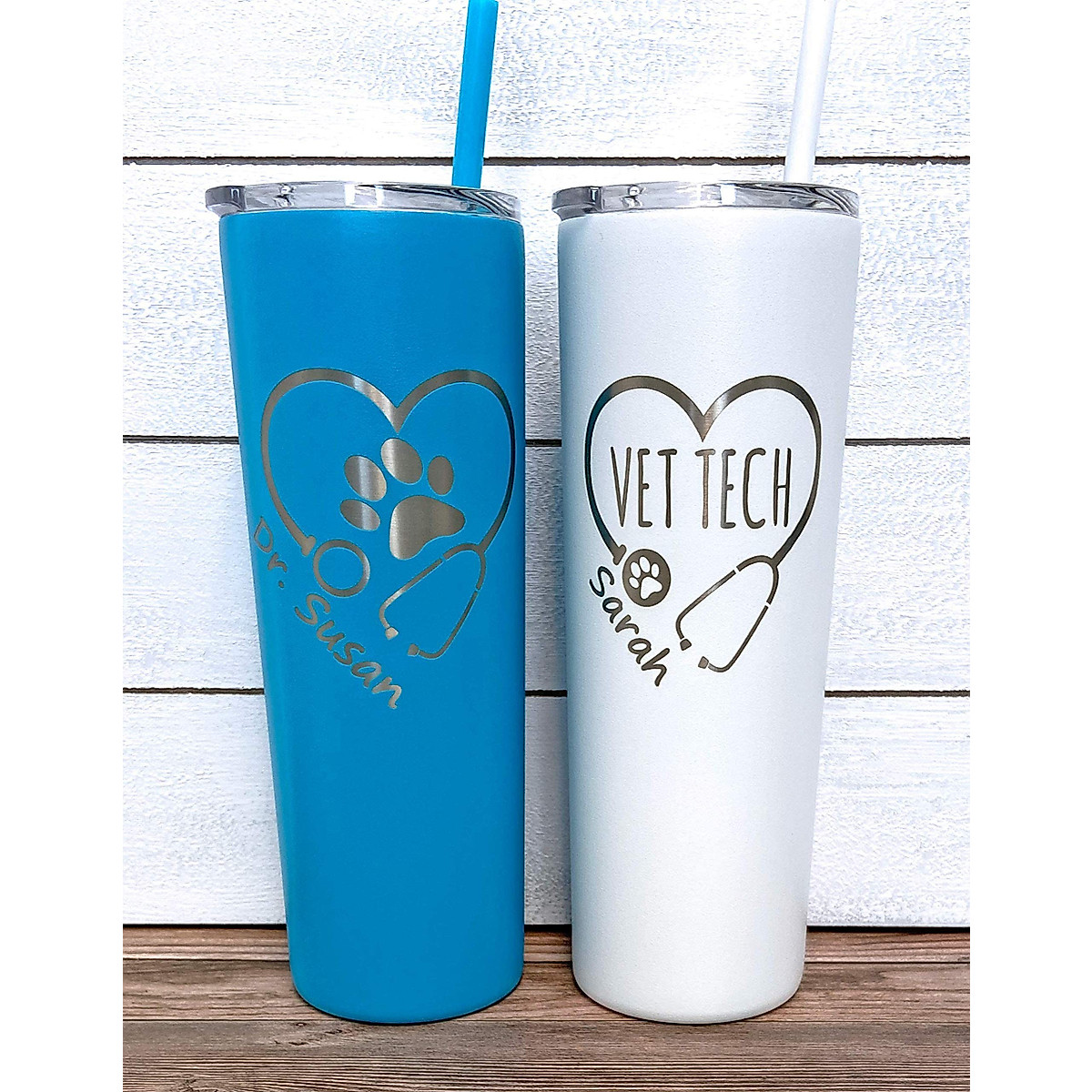 Personalized Veterinarian Laser Engraved 20 oz Tumbler with Straw, Vet Tech, Vet Gift, Vet Tech Gift, Vet Assistant