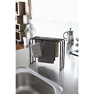 YAMAZAKI Dish Home Dishcloth Hanger | Steel | Towel Holder, One Size, Black