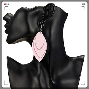 TIDOO Jewelry Women Fashion Teardrop Leather Earring (Three, 001# 3 Pcs Pink)