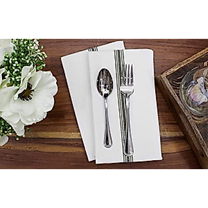 COTTON CRAFT - Scandia Stripe 12 Pack - Pure Cotton - Professional Commercial Restaurant Grade Kitchen Dish Tea Towel Cloth Napkins - Low Lint Sturdy Weave - Reusable - 16x28-30 Ounces - Charcoal