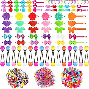 1184 Pcs Hair Accessories for Girls Self Hinge Girls Hair Barrettes Baby Hair Ties Elastic Hair Bands Assorted Elastic Ponytail Holders Cartoon Design Hair Clip Multicolor Rubber Band for Baby Toddler