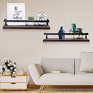 Floating Shelves Wall Mounted, 2 Pack Decorative Storage Shelves with Removable Towel Holder and 5 Extra Hooks, Storage Shelves Organizer for Kitchen, Bathroom, Living Room and Bedroom, Gift for Mom