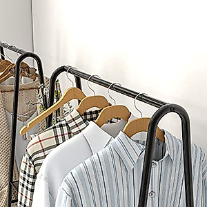 Crocofair Garment Rack with Shelves for Hanging Clothes,Freestanding Clothes Garment and Accessories, Organizer Closet Rack Heavy Duty Metal Clothes Rack for Bedroom,Bathroom,Balck