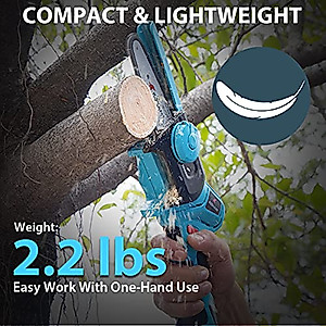 KOHAM 10.8V 4-Inch Cordless Electric Brushless Chainsaw with 2Pcs Rechargeable Batteries, Handheld Portable Electric Saw, Lightweight Cordless Gardening Tool for Wood Branch Cutting