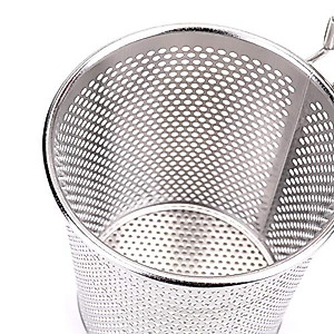 Lawei 3 Packs Mesh Pasta Basket with Wooden Handle Stainless Steel Mesh Spider Strainer for Pasta, Noodles, Dumpling